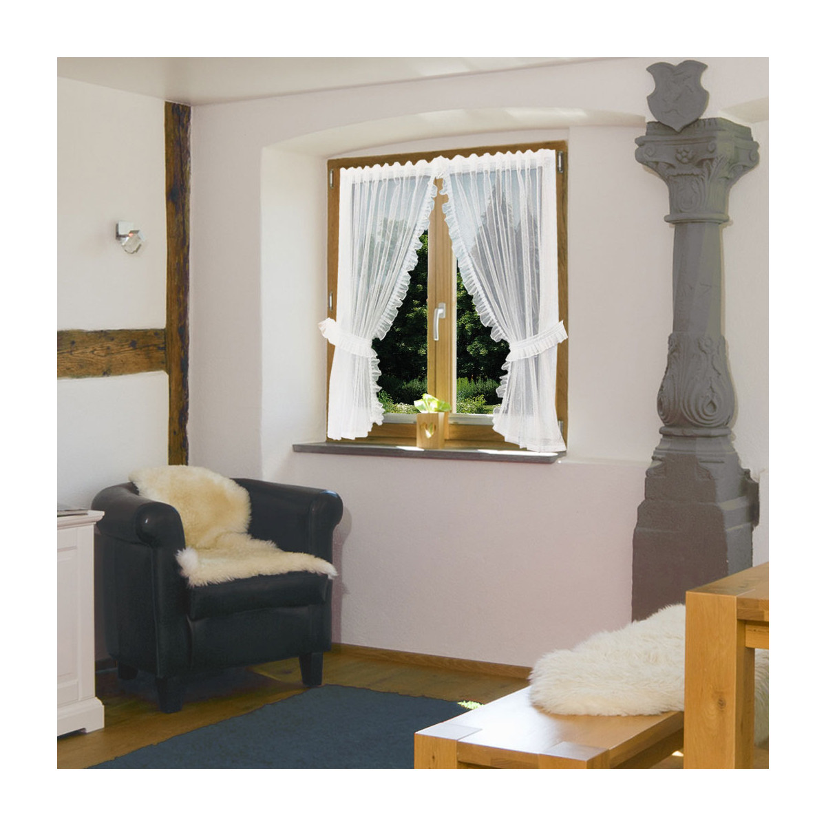 Startseite Scheiben-Raffgardine Manja Rüsche Set 4-teilig mit Raffh...