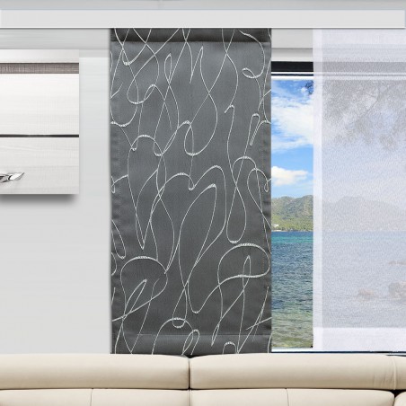 Paneele Dekovorhang Deko-Paneele Joran grau mit Effektstickerei